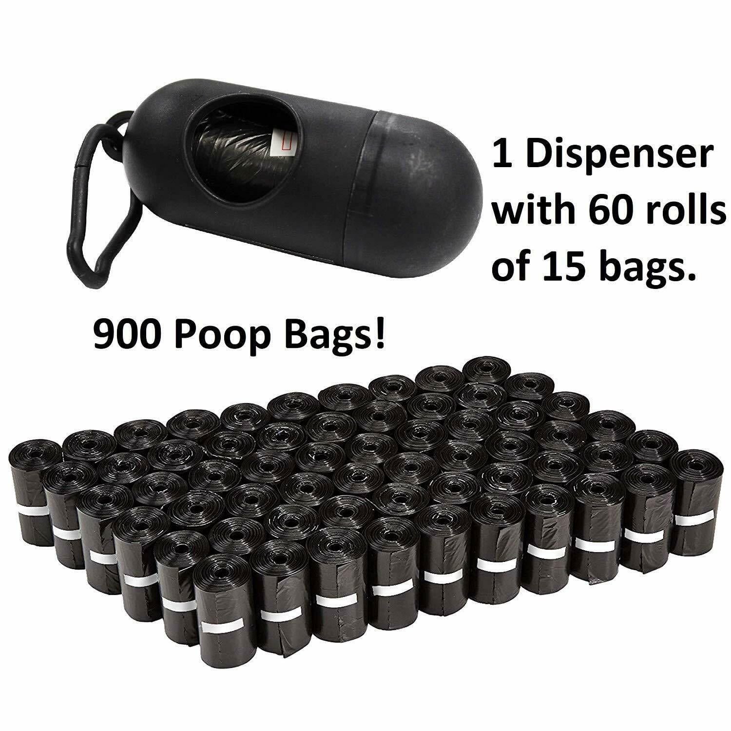 Pets First Poop Bag Dispenser with Leash Clip & Premium Dog Waste Bag ...