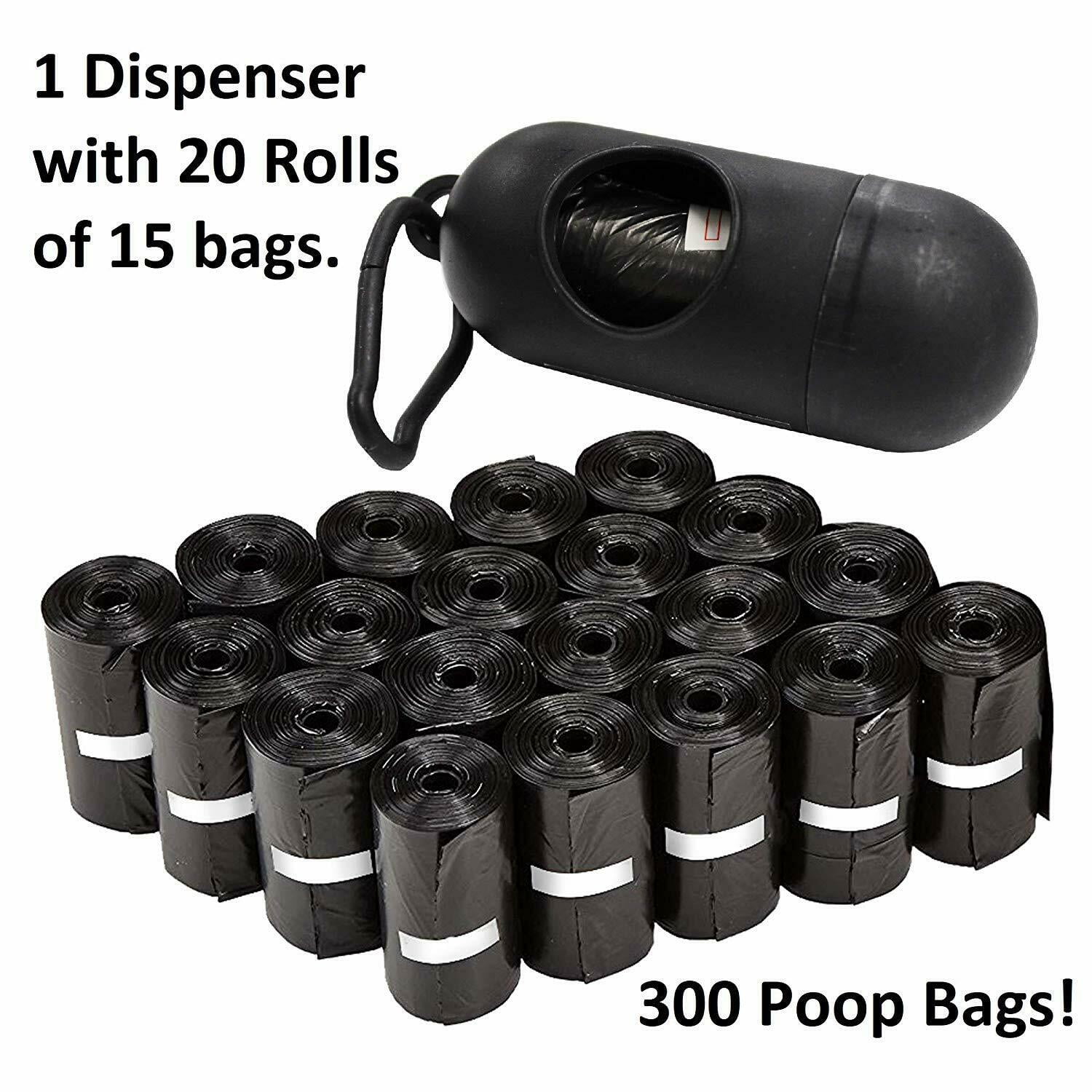 Pets First Poop Bag Dispenser with Leash Clip & Premium Dog Waste Bag ...
