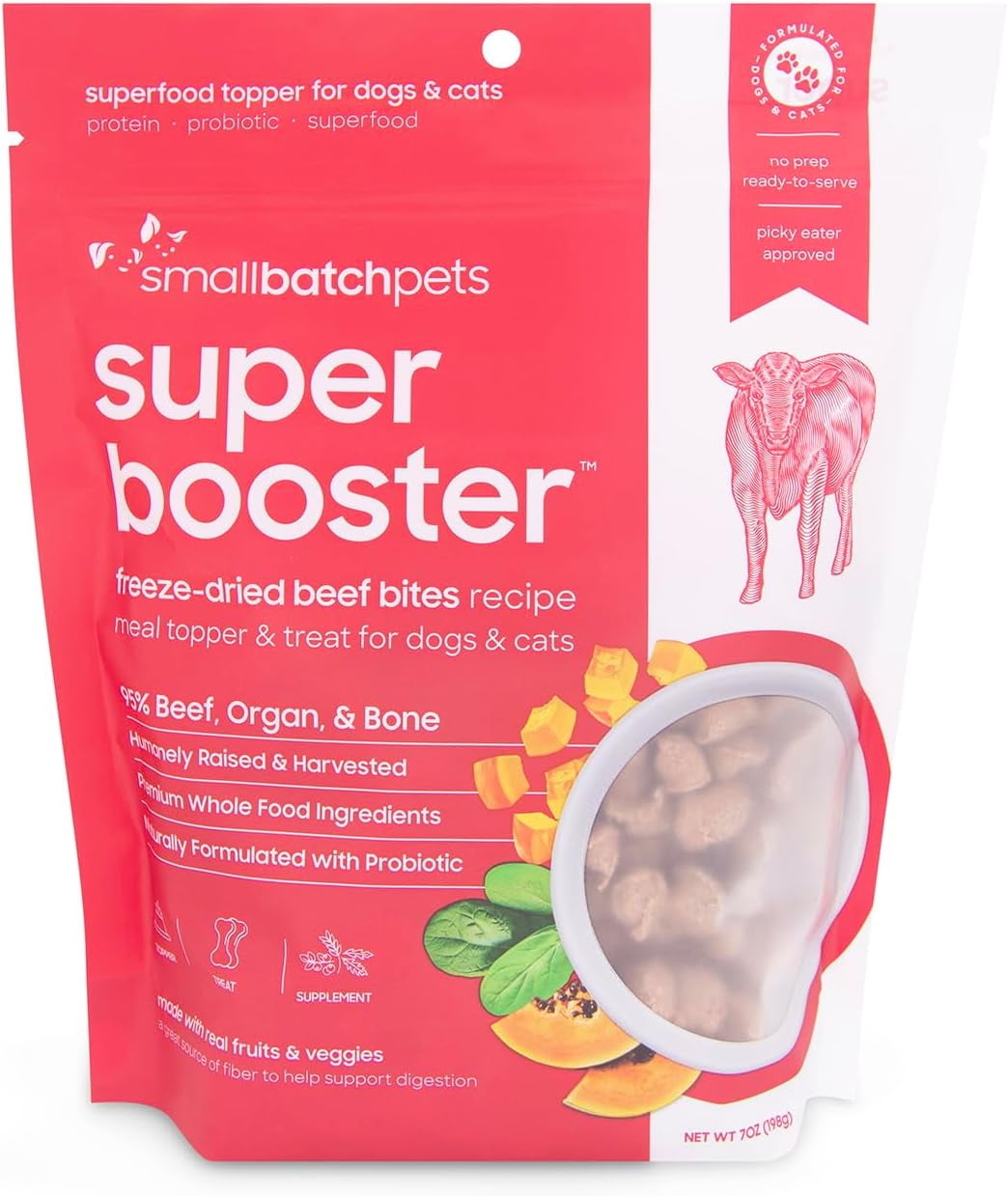 Pets Freeze-Dried Super Booster Beef Bites For Dogs & Cats, 7 Oz, Made ...
