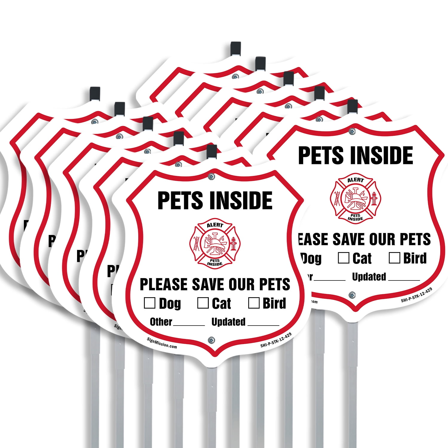 Pets Inside Shield Sign Alert Please Save Our Pets (10 Pack) 12 inch X ...