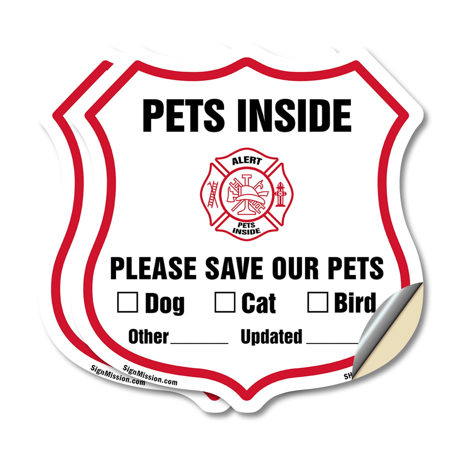 Pets Inside Shield Sign Alert Please Save Our Pets (2 Pack) 12 inch X ...