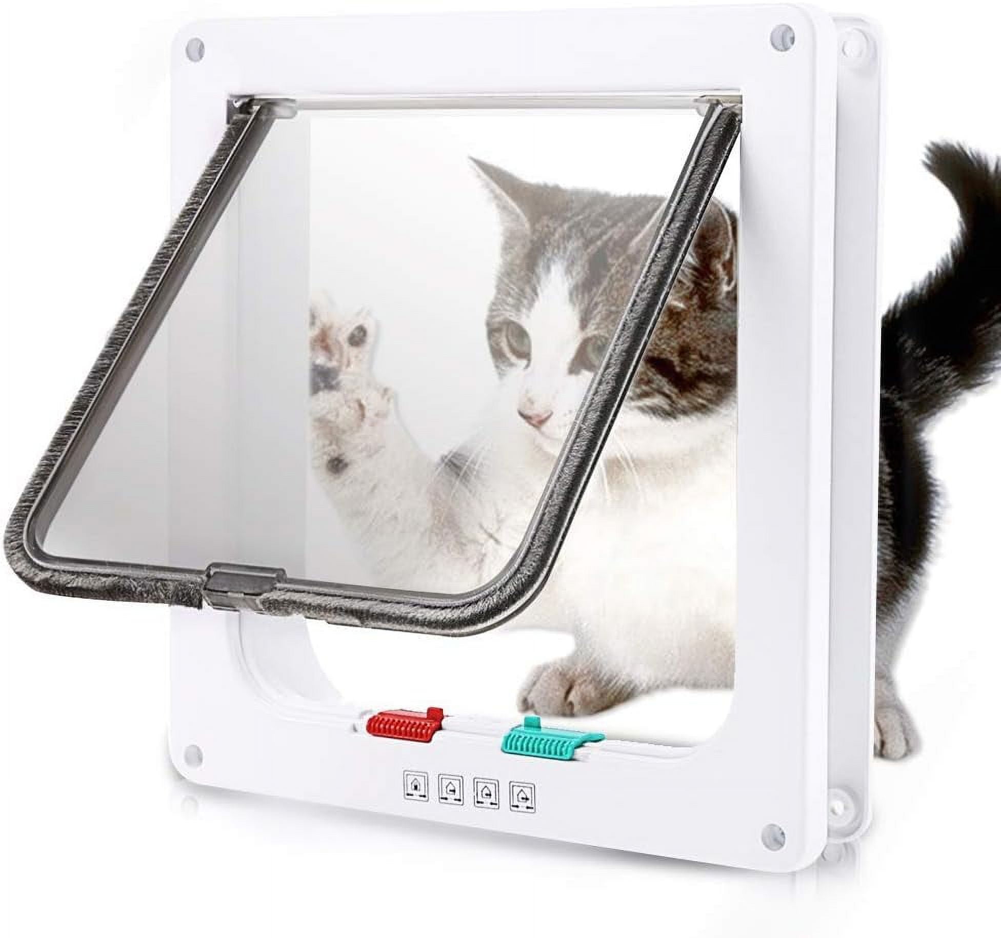 Pets Landing Cat Flap Door Magnetic Pet Door with 4 Way Lock, Easy ...