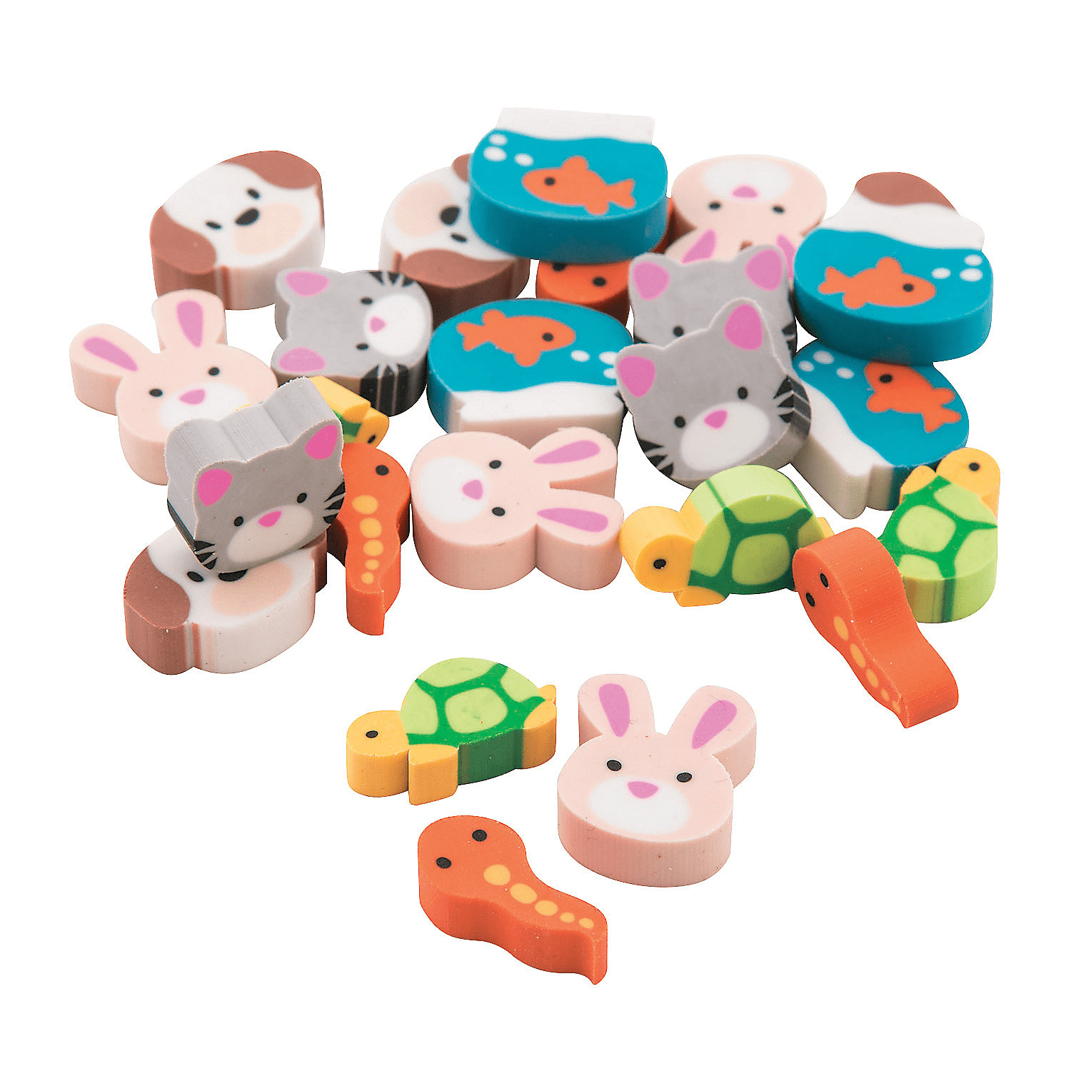 Fun Express, Pets Mini Erasers, 144 pcs, Assorted Animal Designs ...