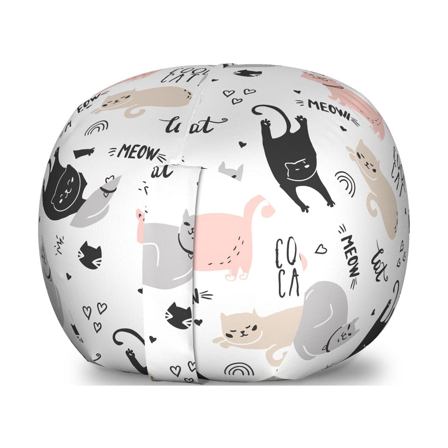 Pets Storage Toy Bag Chair, Playful Cool Cat Meow Animals Doodle with ...