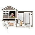 PETSCOSSET Indoor/Outdoor Rabbit Hutch, 2-Story Bunny Cage & Guinea Pig ...
