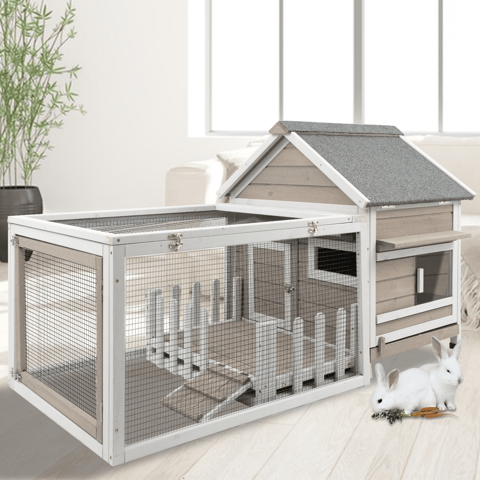 PetsCosset Large Rabbit Hutch with Extra Runs, Indoor/Outdoor Small ...