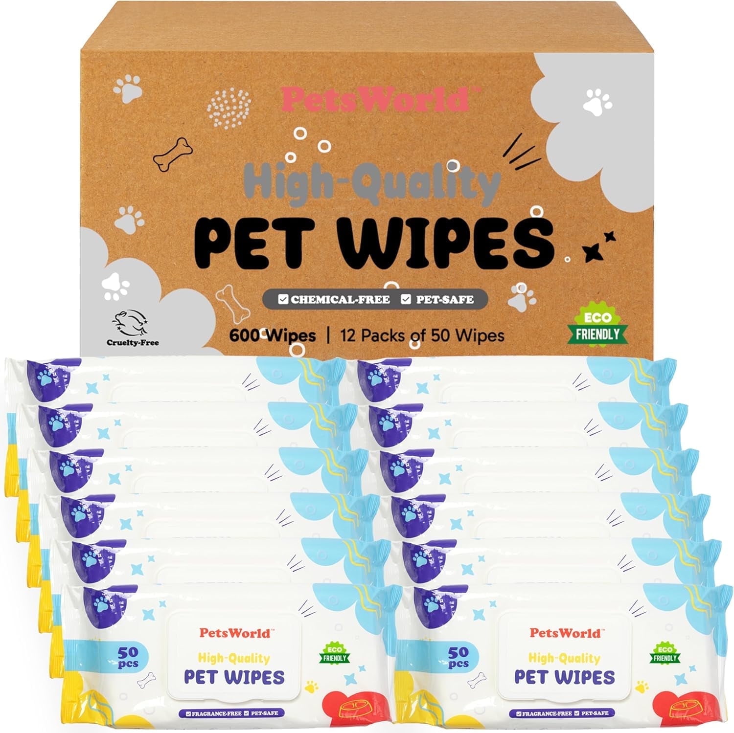 PetsWorld Pet Wipes for Dogs & Cats | Unscented, Hypoallergenic ...