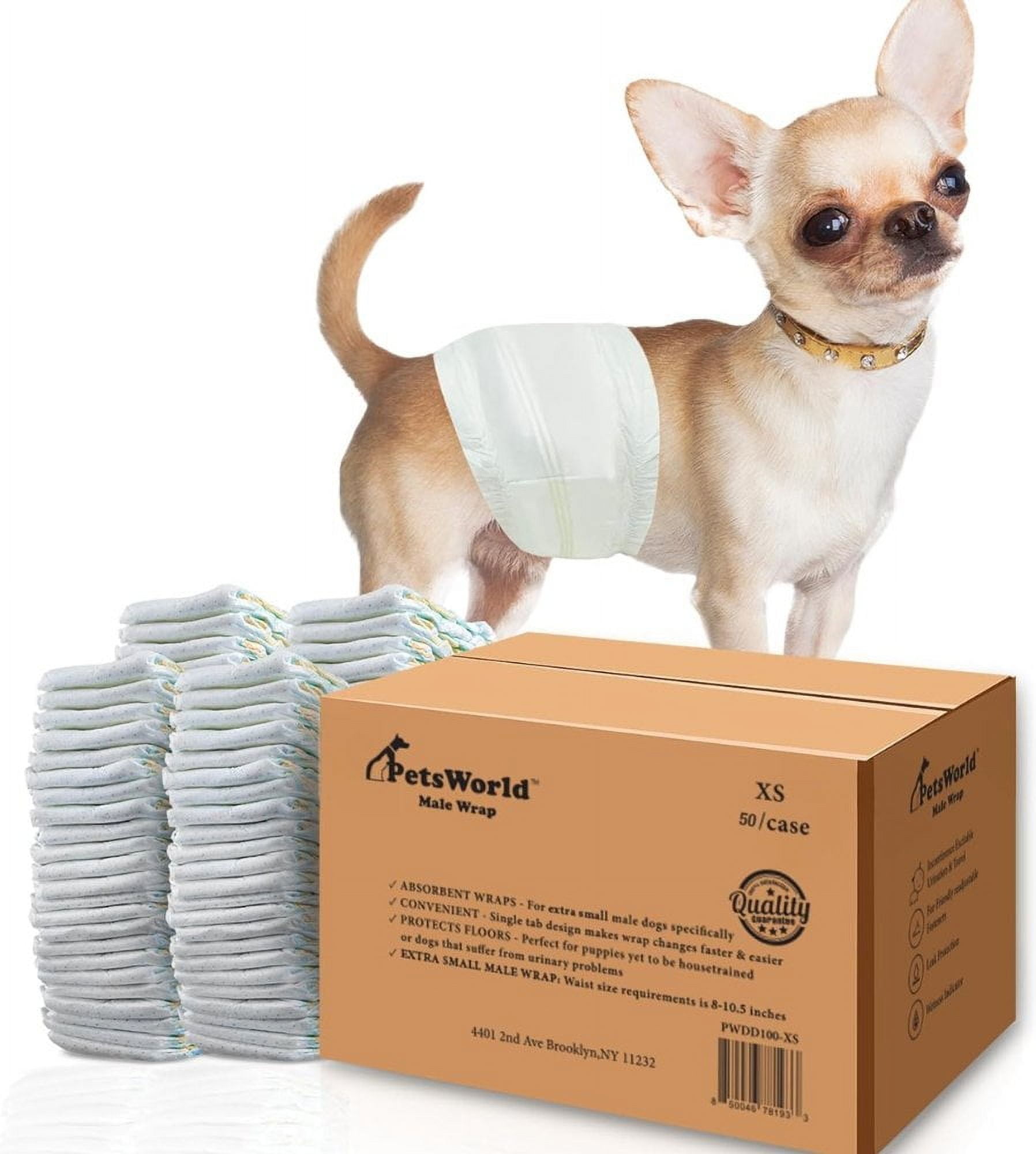 PetsWorld Super Absorbent Comfort Fit Disposable Male Dog Wraps, 50 ...