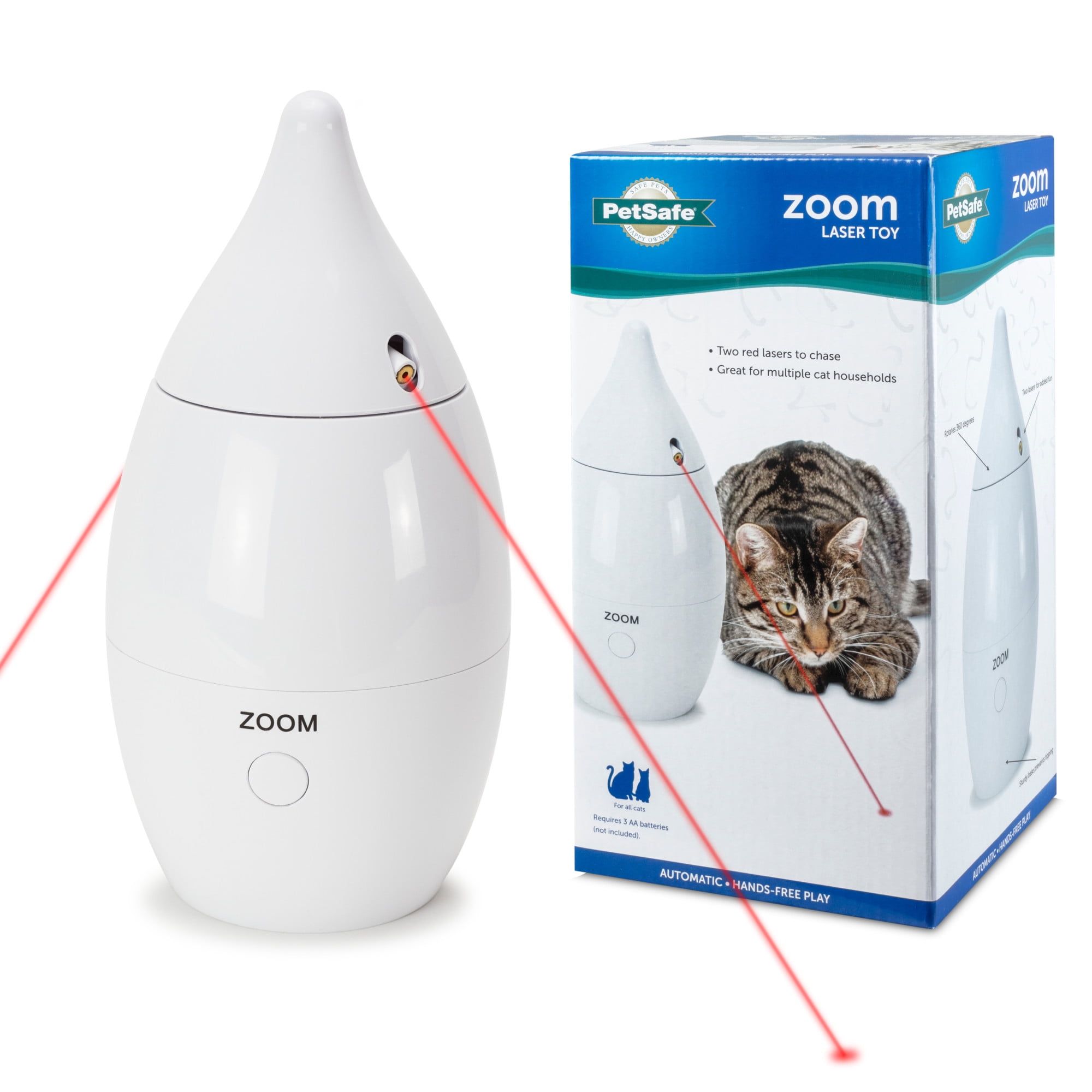 PetSafe Zoom Rotating Laser Cat Toy Includes 2 Interactive Laser Lights ...