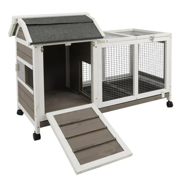 Pawhut Rolling Metal Rabbit & Small Animal Hutch Cage - Walmart.com
