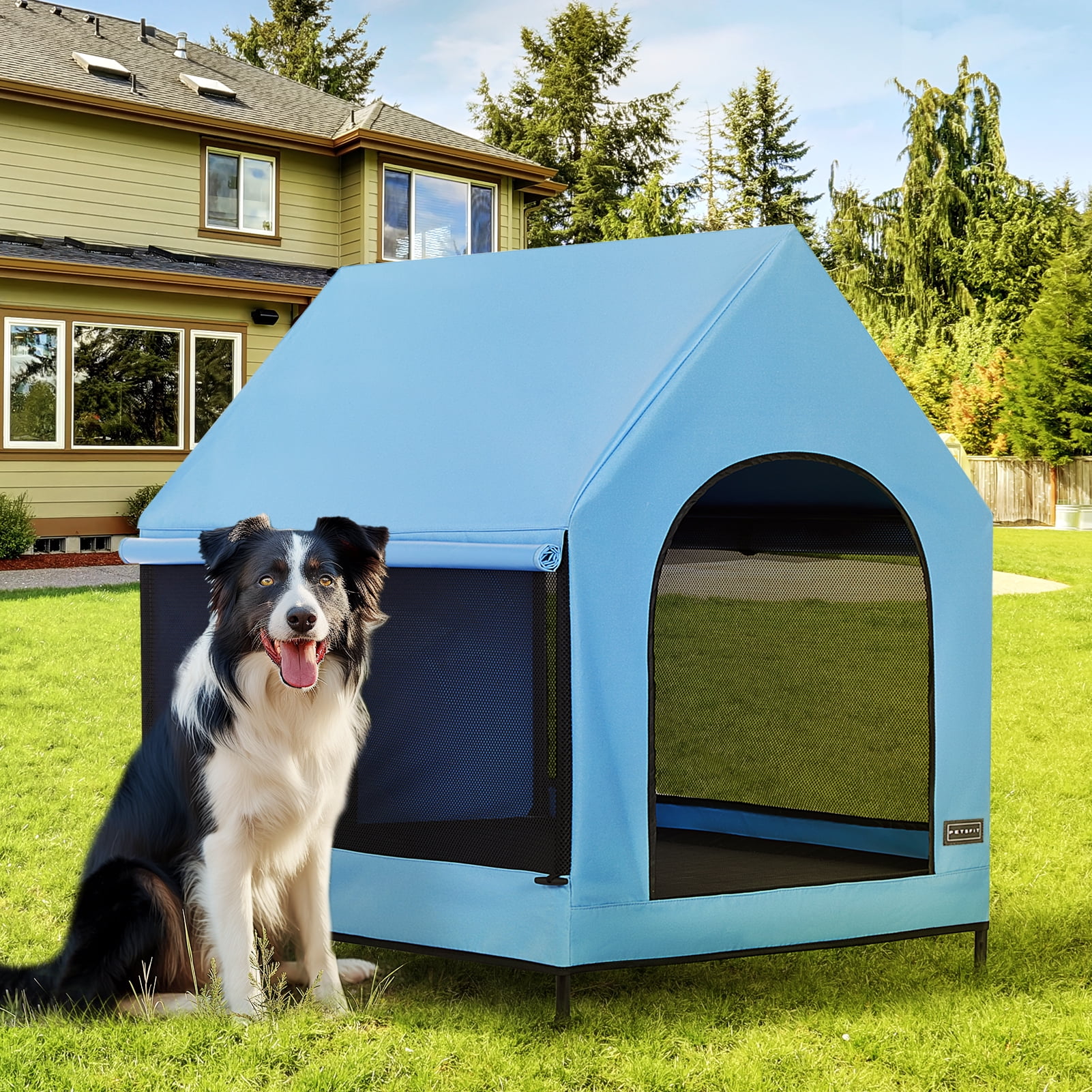 Petsfit 36 Inch Elevated Pet Dog House, Portable Large Dog House with ...