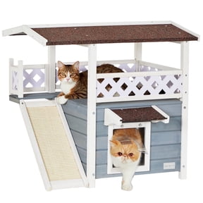 PawHut Outdoor Cat Catio, Wooden Cat Enclosure Window Perch with ...