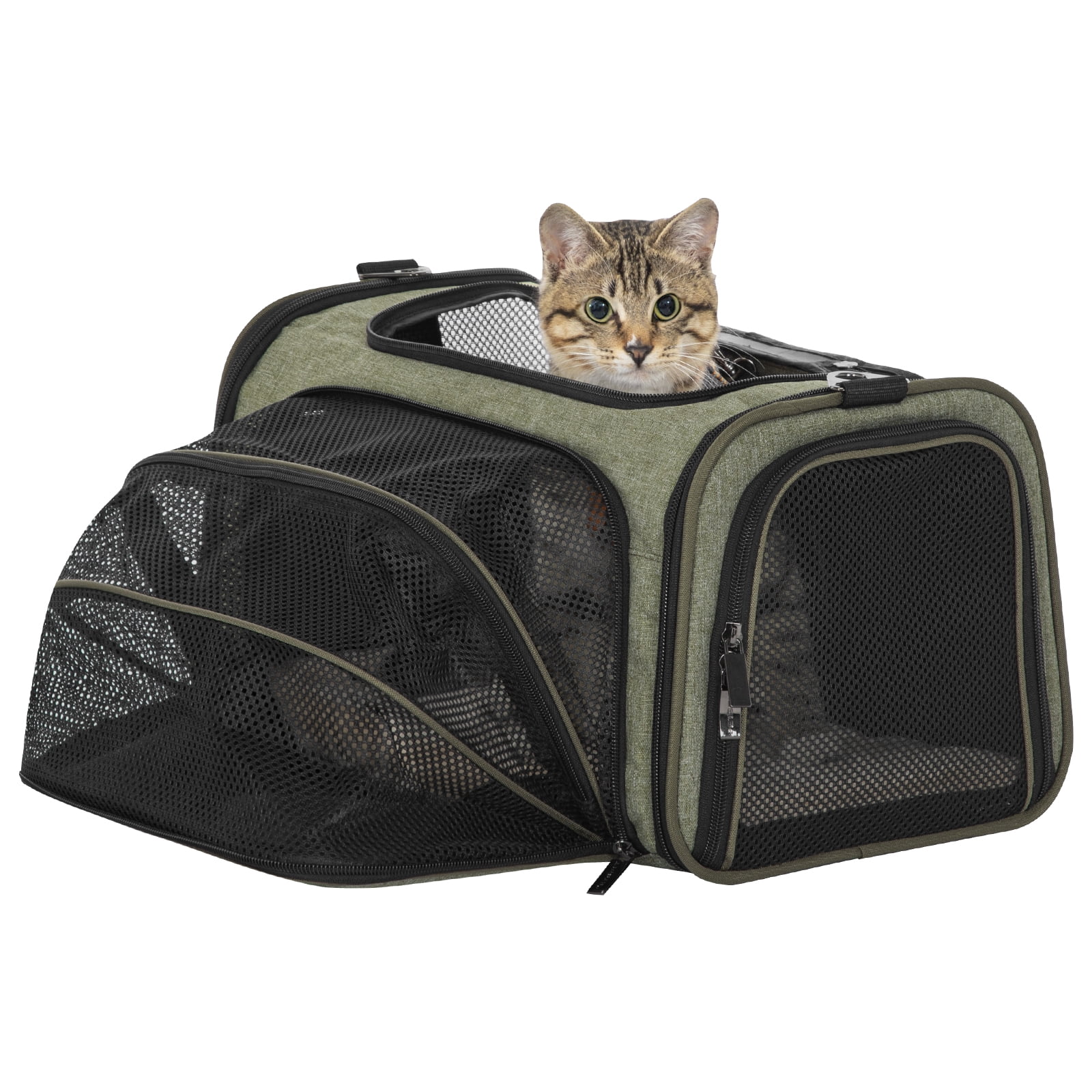 Petsfit Expandable Pet Carrier Small Cat Carrier Airline Approved ...