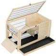 Petsfit Medium Spruce Wood Guinea Pig Cage, Rabbit Hutch with Ramp ...