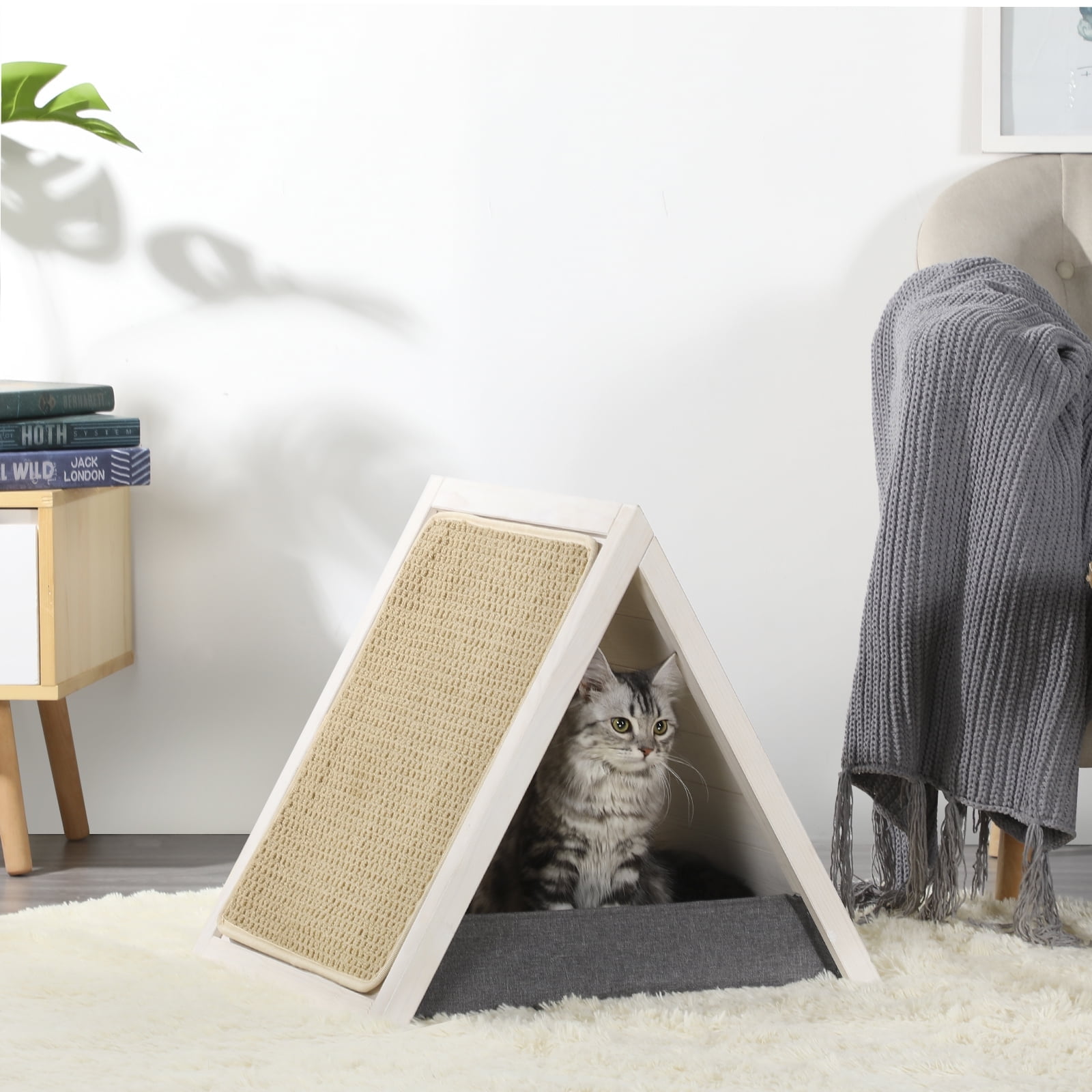 Petsfit Indoor Cats House, 21in Cat Houses with Cat Scratcher and Soft ...