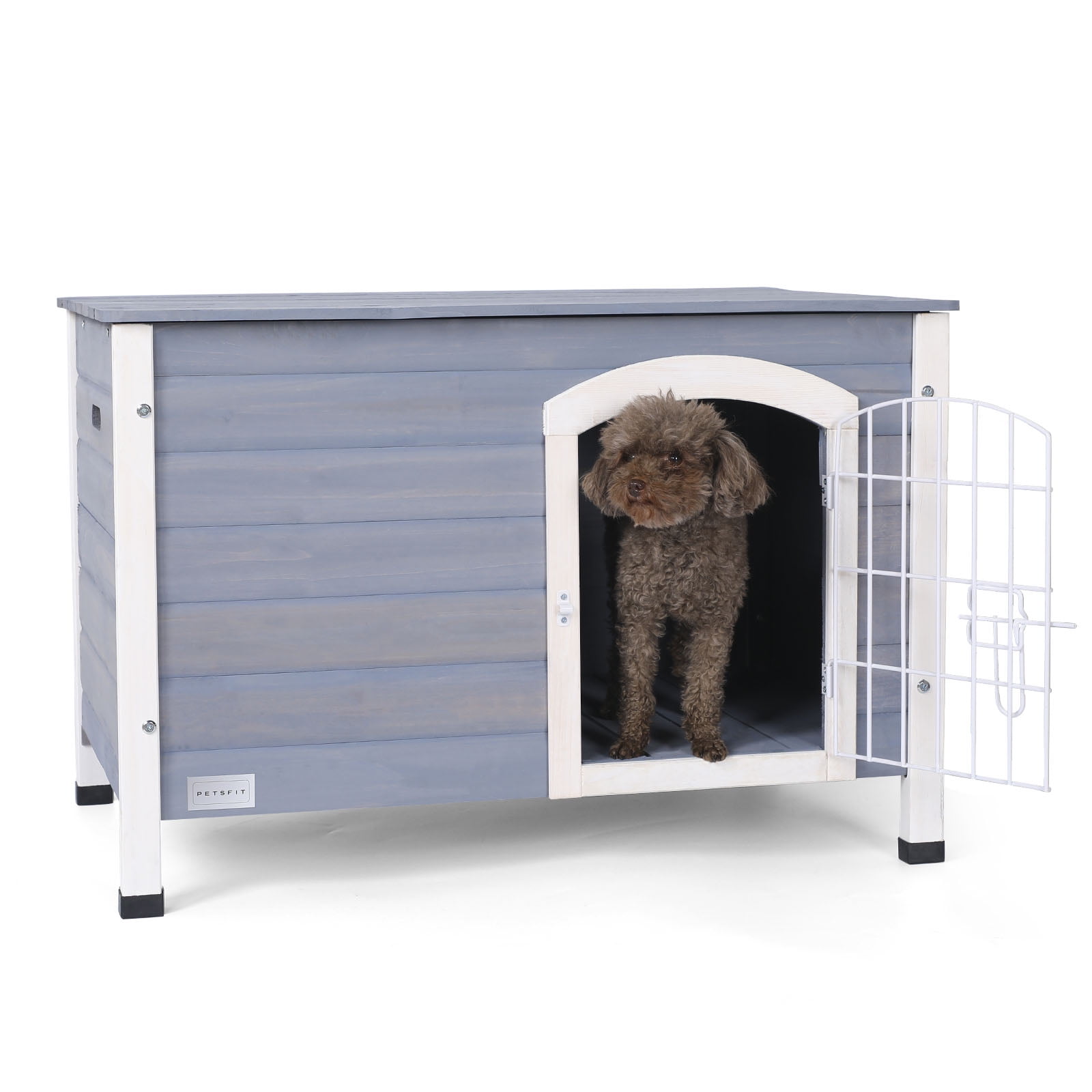 Petsfit Inside Doggie House, Ventilated Wooden Cat/Dog Houses with ...