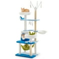 Petsite Ocean-themed Cat Tree with Sisal Covered Scratching Posts Condo ...