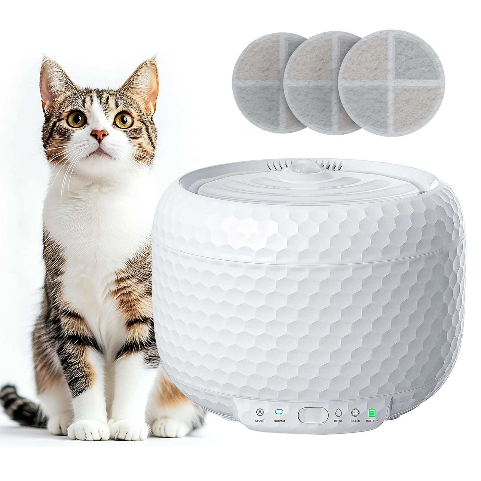 Petsuper Upgrade Cat Water Fountain for Cat Dogs 63oz/1.8L Automatic ...