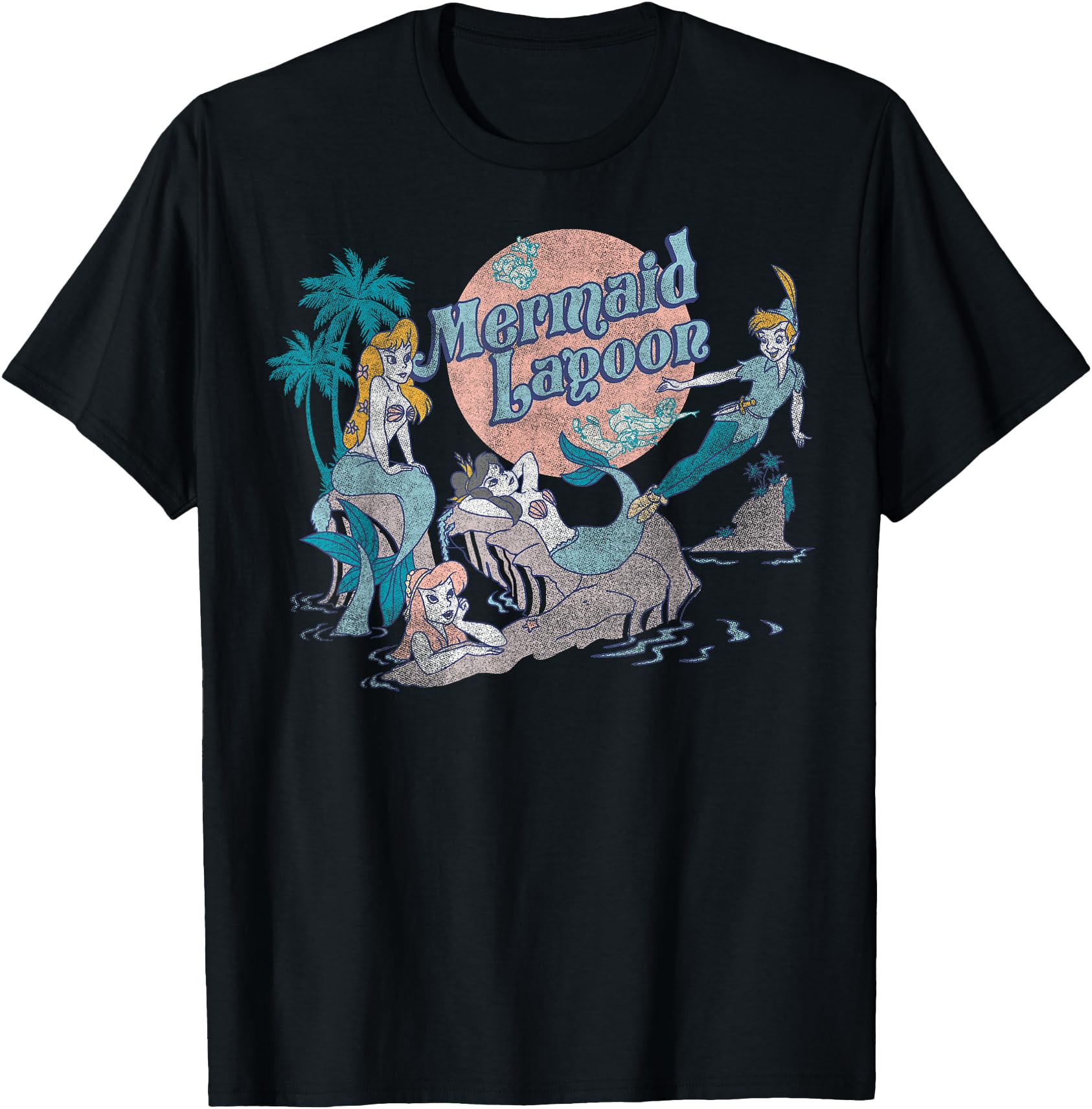 Petter Pan Distressed Mermaid Lagoon Graphic T-Shirt,Royal Blue Color ...
