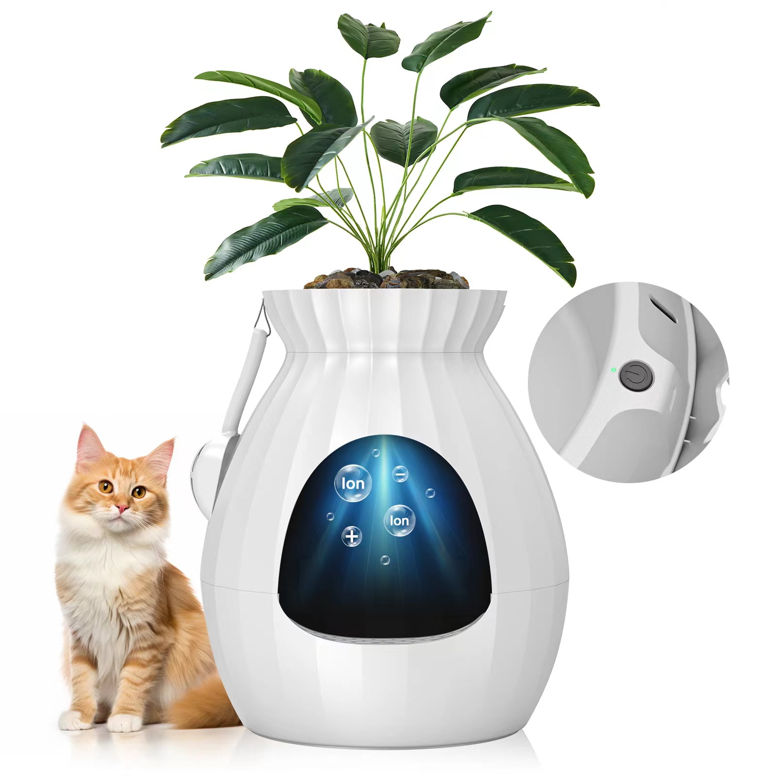 Petterm Upgraded Hidden Litter Box Base Kit, Round Enclosed Cat Litter ...
