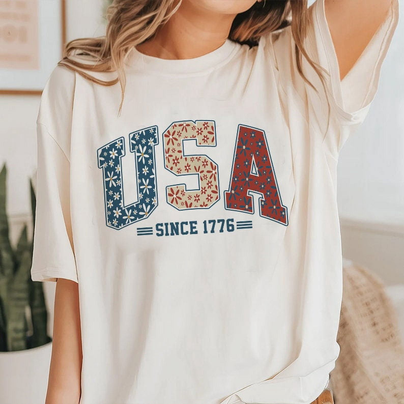 Petthouse Floral Usa Retro America Shirt, 4Th Of July Shirt, Independence Day, Usa Since 1776 ...