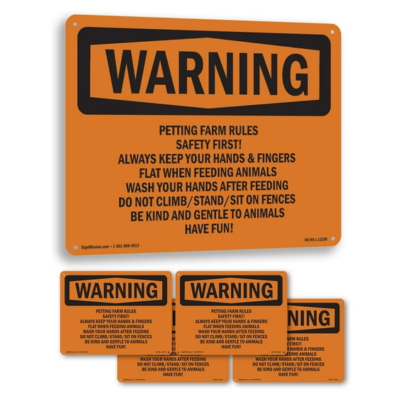 Petting Farm Rules Safety First! Always OSHA WARNING Aluminum Sign 24 ...