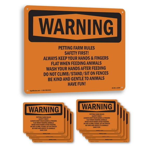 Petting Farm Rules Safety First! Always OSHA WARNING Rigid Plastic Sign ...