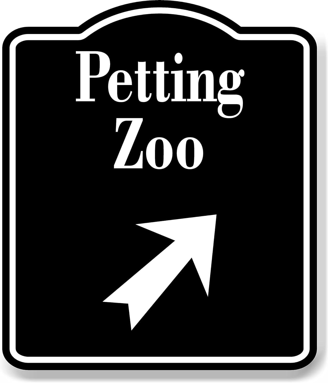 Petting Zoo 45 Degree Up Right Arrow BLACK Aluminum Composite Sign, 20 ...