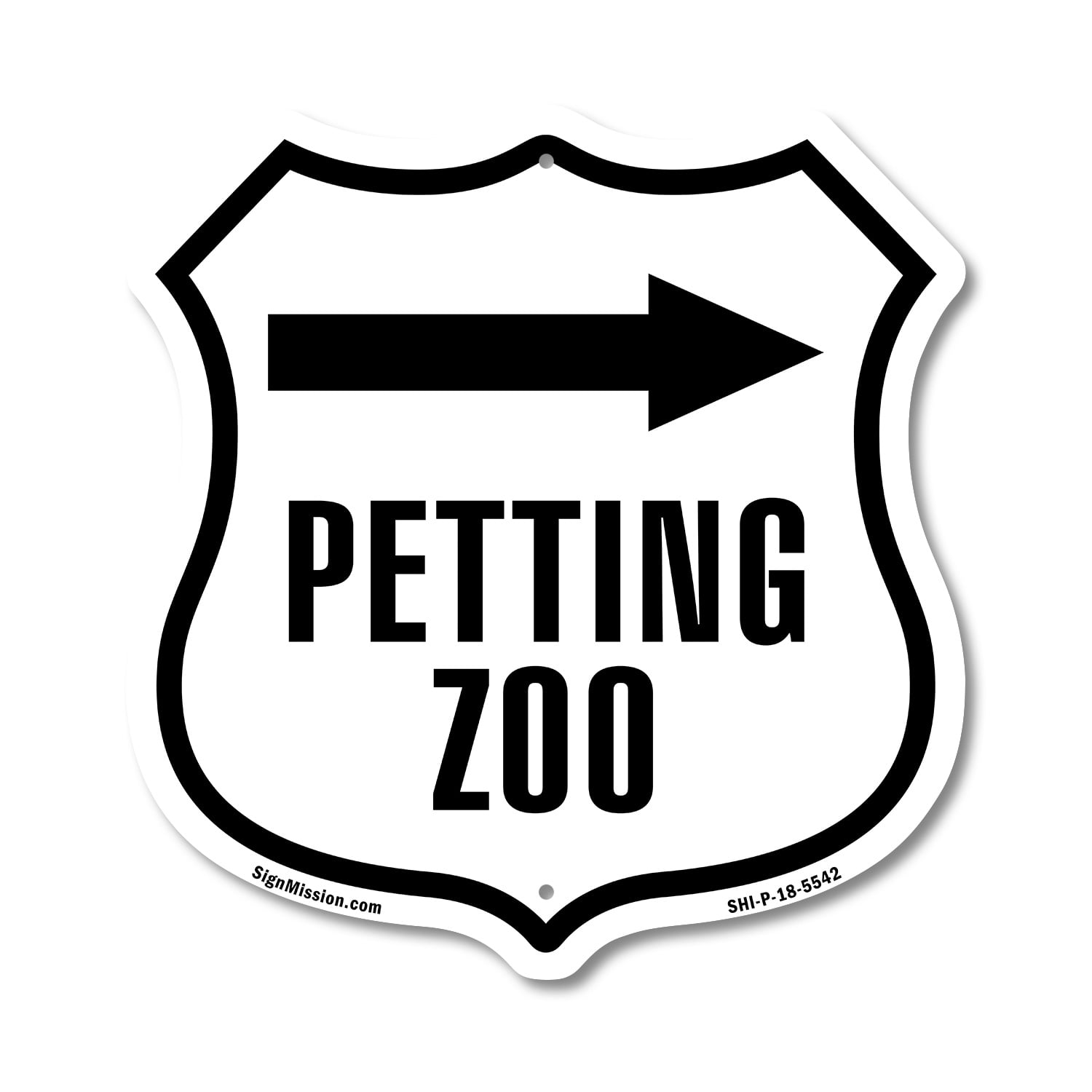 Petting Zoo Right 12 inch X 12 inch Shield Shaped Commercial Grade ...