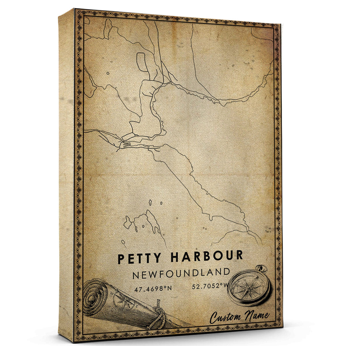 Petty Harbour Map Poster, Newfoundland Map Art Poster, Canvas, Petty ...