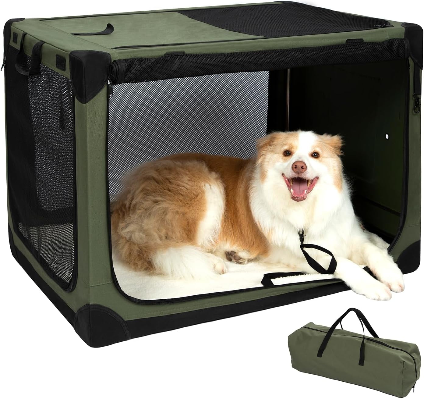 Pettycare Portable Travel Dog Crate 4-Door Soft Sided 36 Inch ...