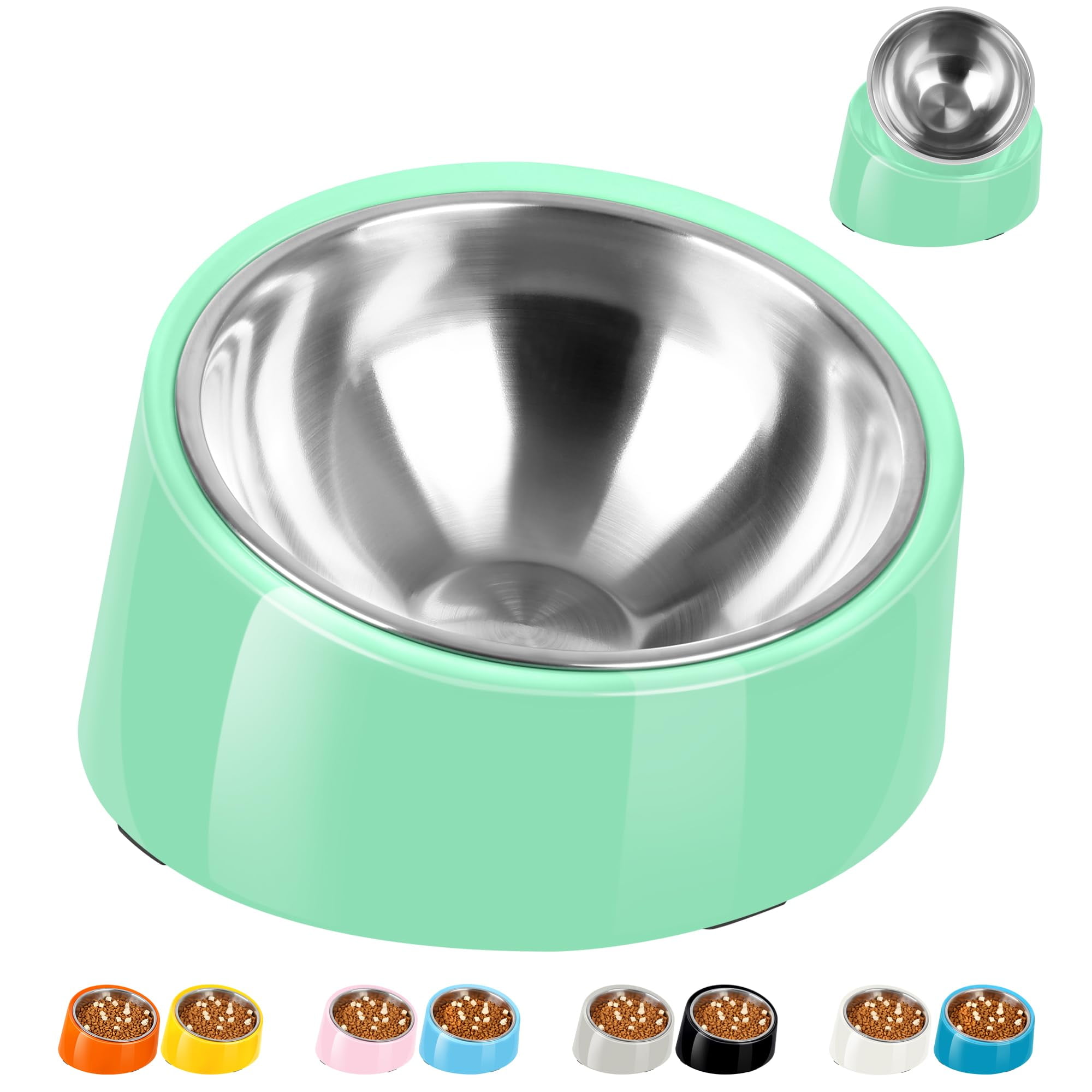 Petvillage Tilted Angle Dog Bowl, 15° Slanted Stainless Dog Cat Food ...