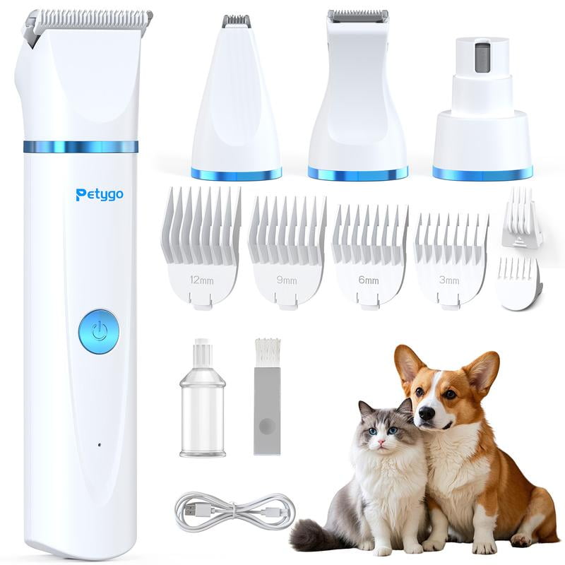 Petygo 4-in-1 Dog Grooming Kit with Nail Grinder & Dog Paw Trimmer ...
