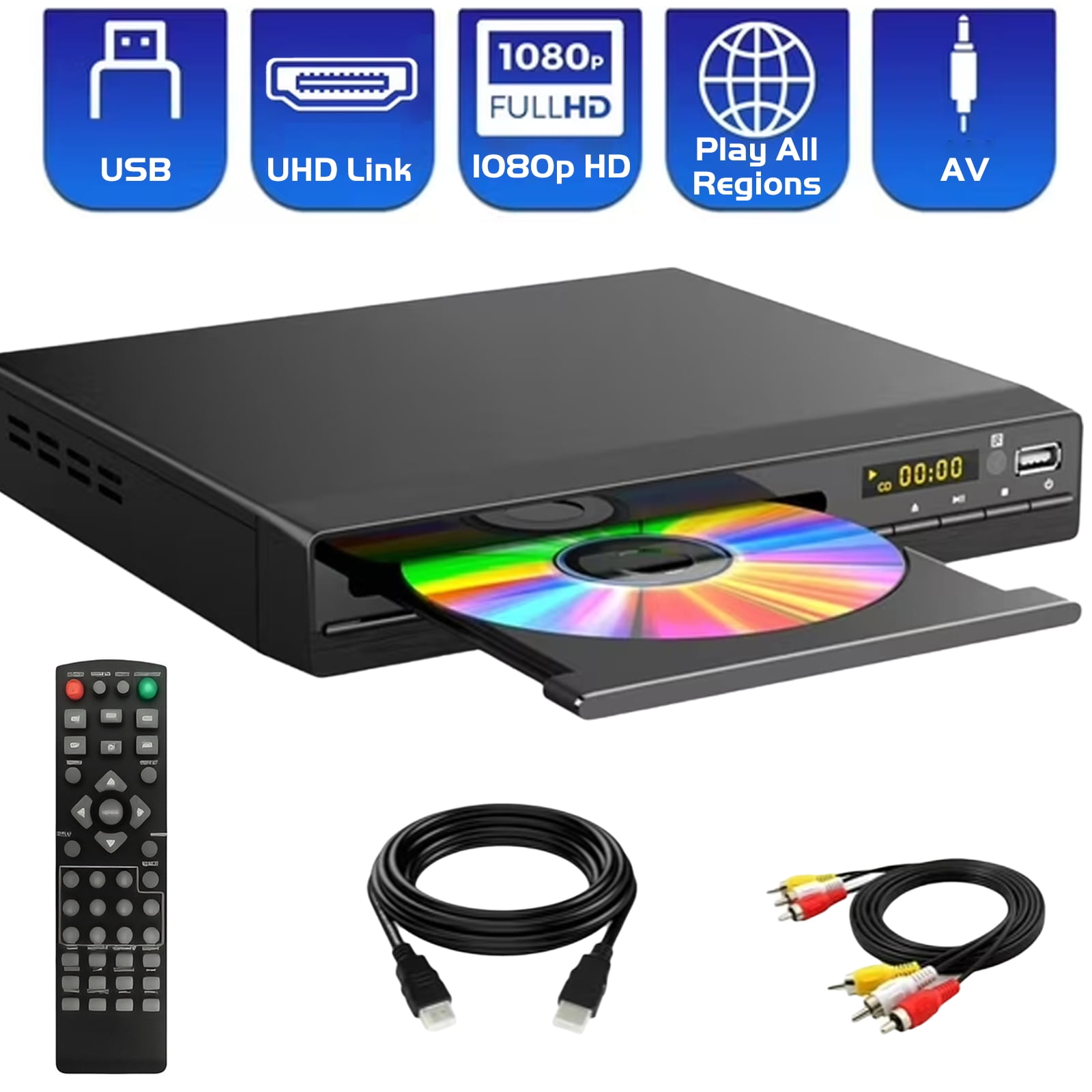 Petyoung 1080p HD DVD Player for TV, CD Players for Elderly, with HDMI ...