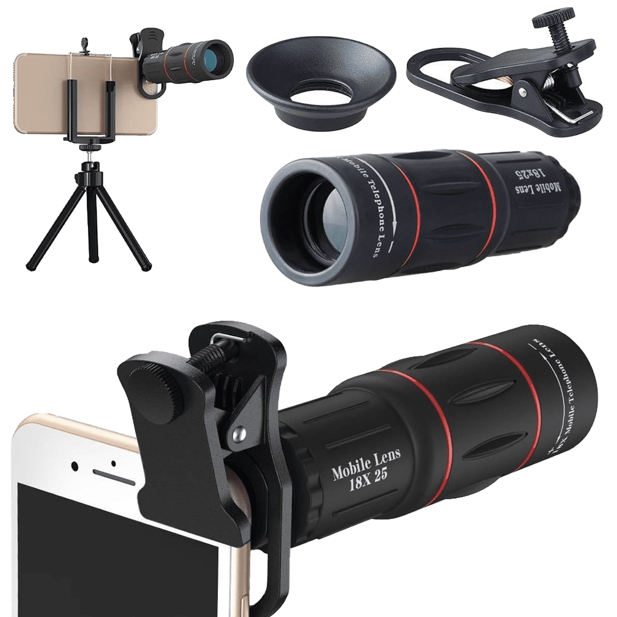 Petyoung 4-in-1 Phone Photography Kit, Lens Set with Flexible Phone ...