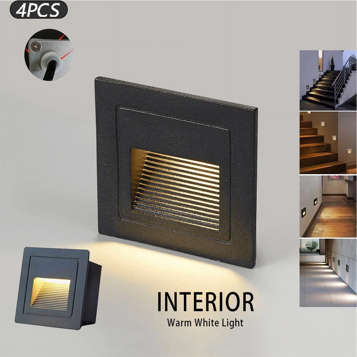 Petyoung 4 Pack LED Step Lights, Outdoor IP65 Waterproof Recessed Light ...