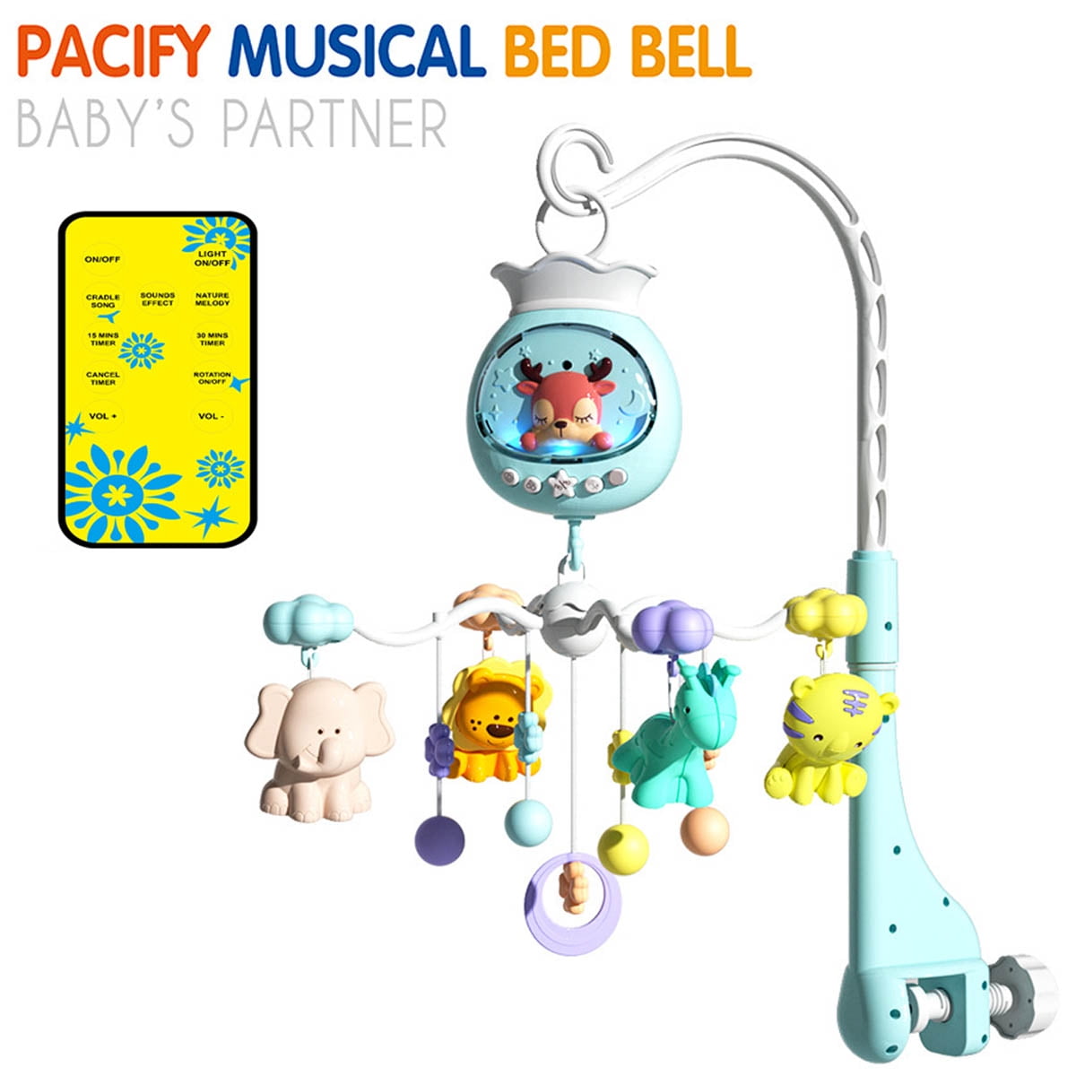 Petyoung Baby Crib Mobile with Music Lights, Baby Mobile for Crib ...