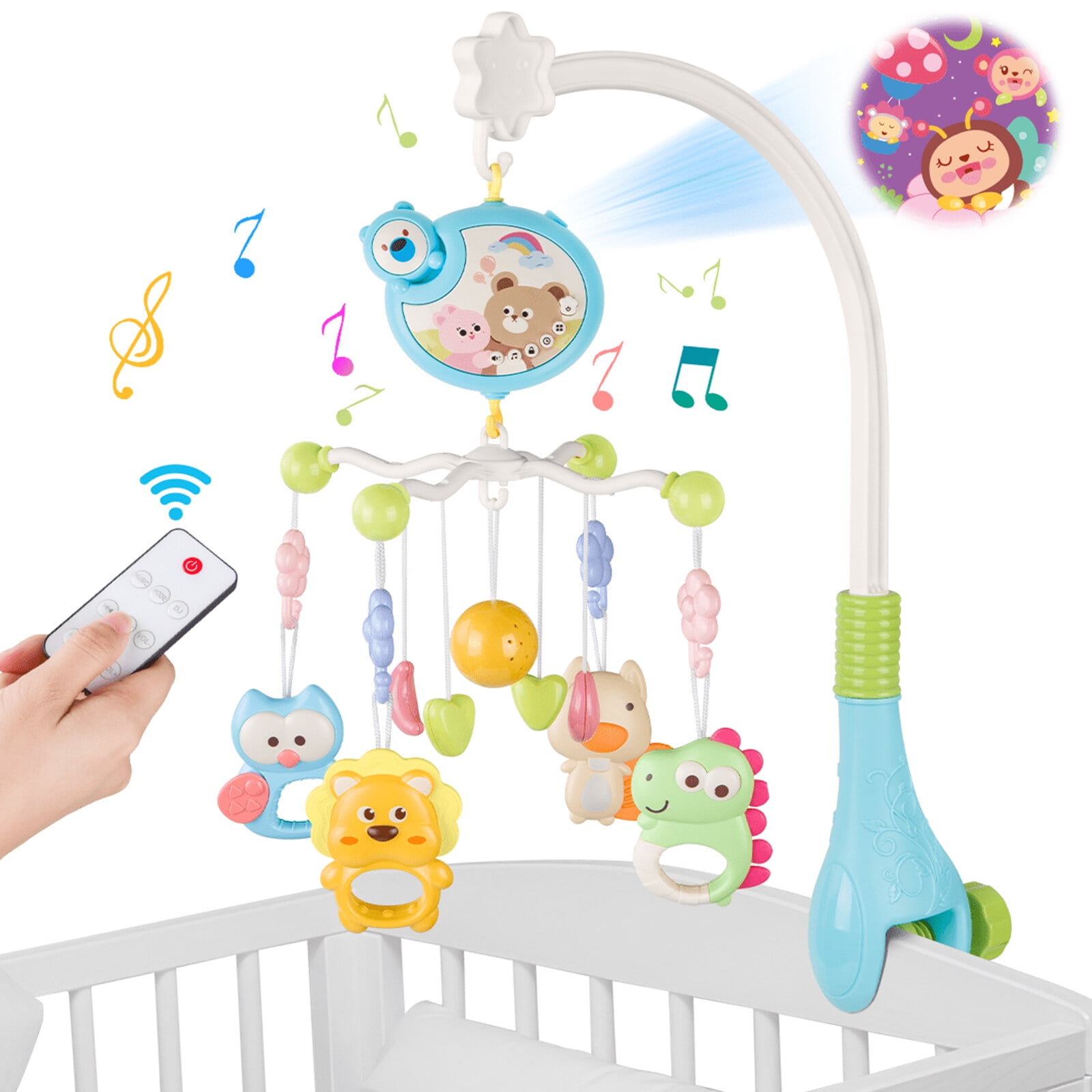 Petyoung Baby Crib Mobile with Relaxing Music. Includes Ceiling Light ...