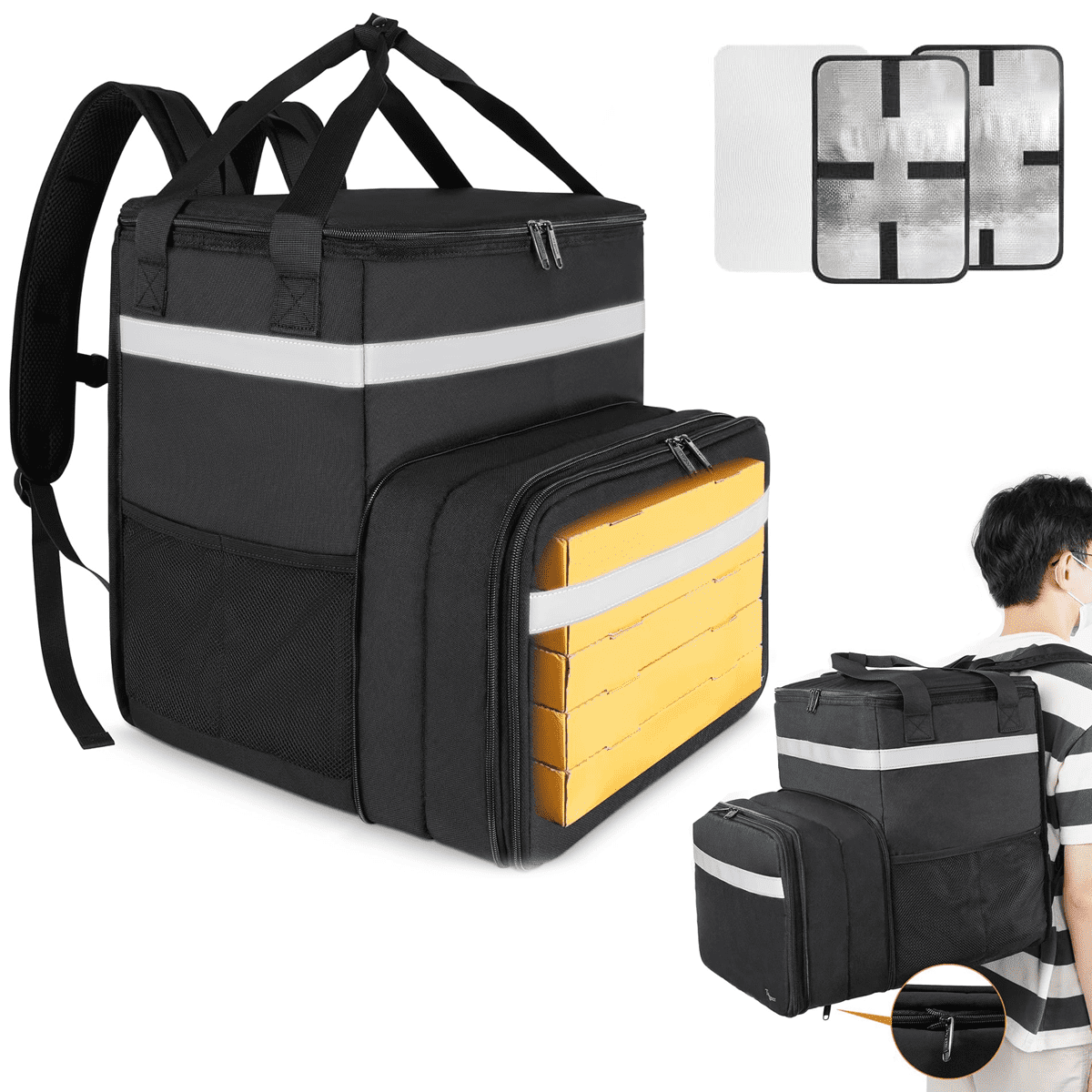 Petyoung Food Delivery Backpack,Insulated Food Delivery Bag,Expandable ...