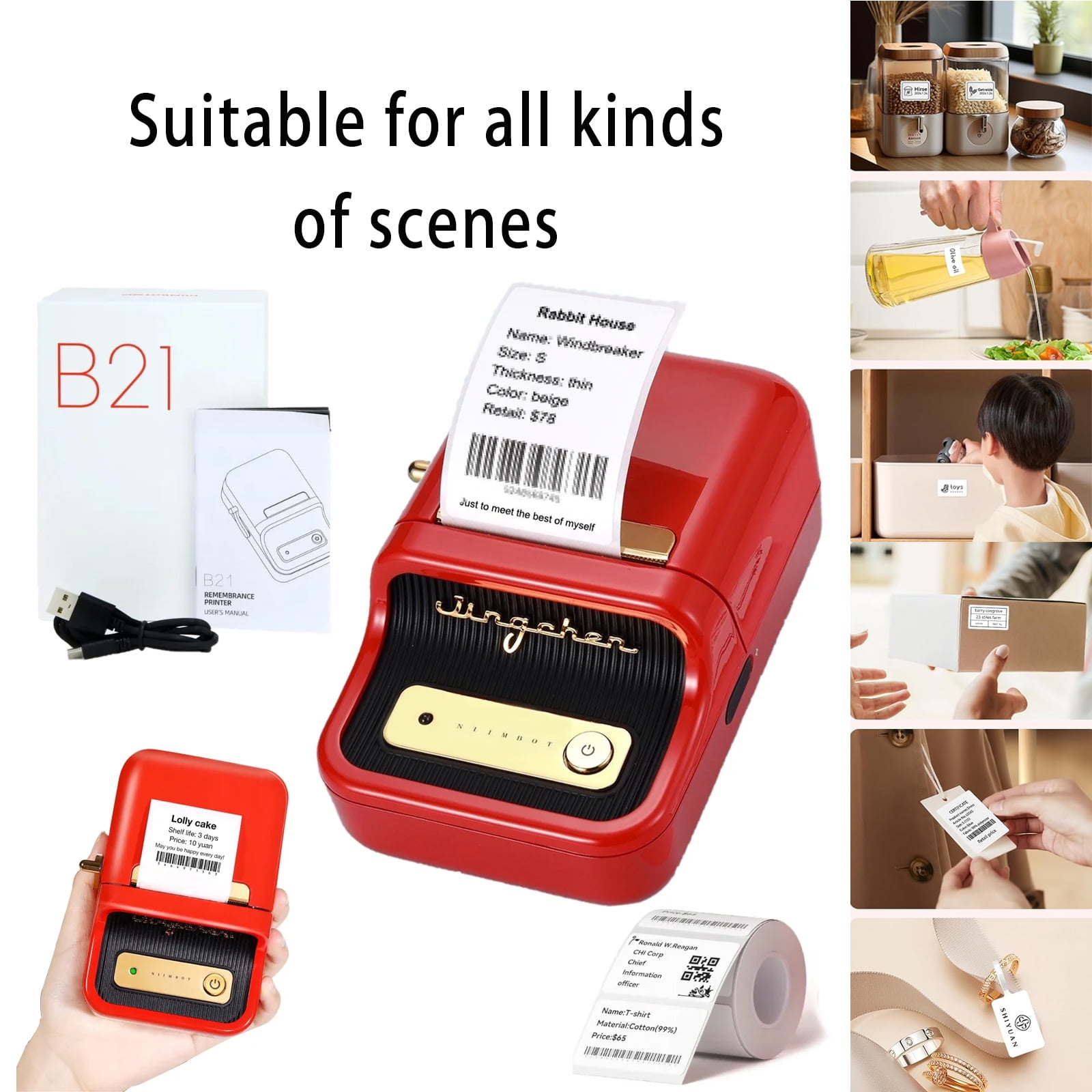 Petyoung B21 Label Maker Machine with Tape, Bluetooth Label Printer, 2 ...