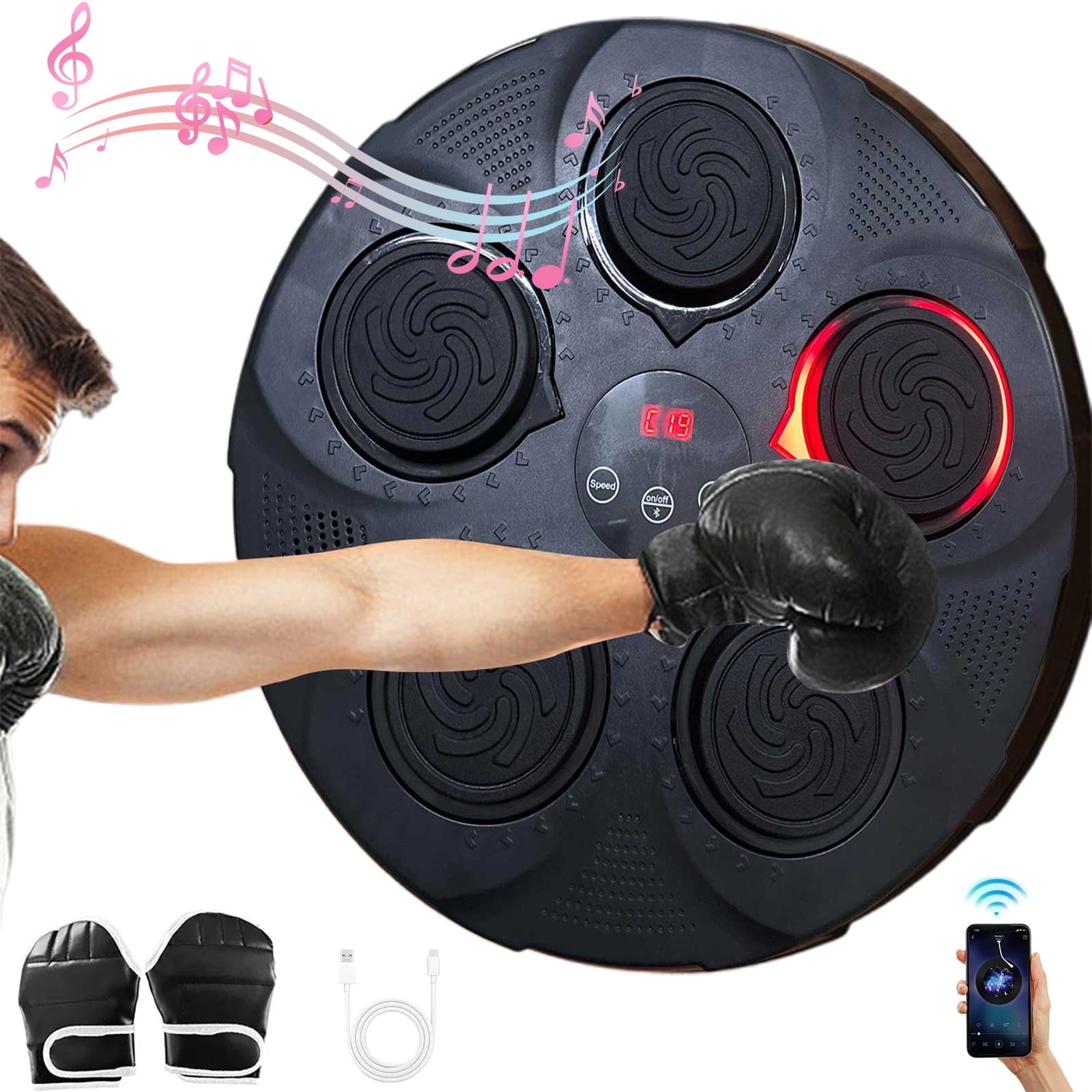 Wall Boxing Punching Pad Hommkiety Music Boxing Machine - 9 Modes With ...