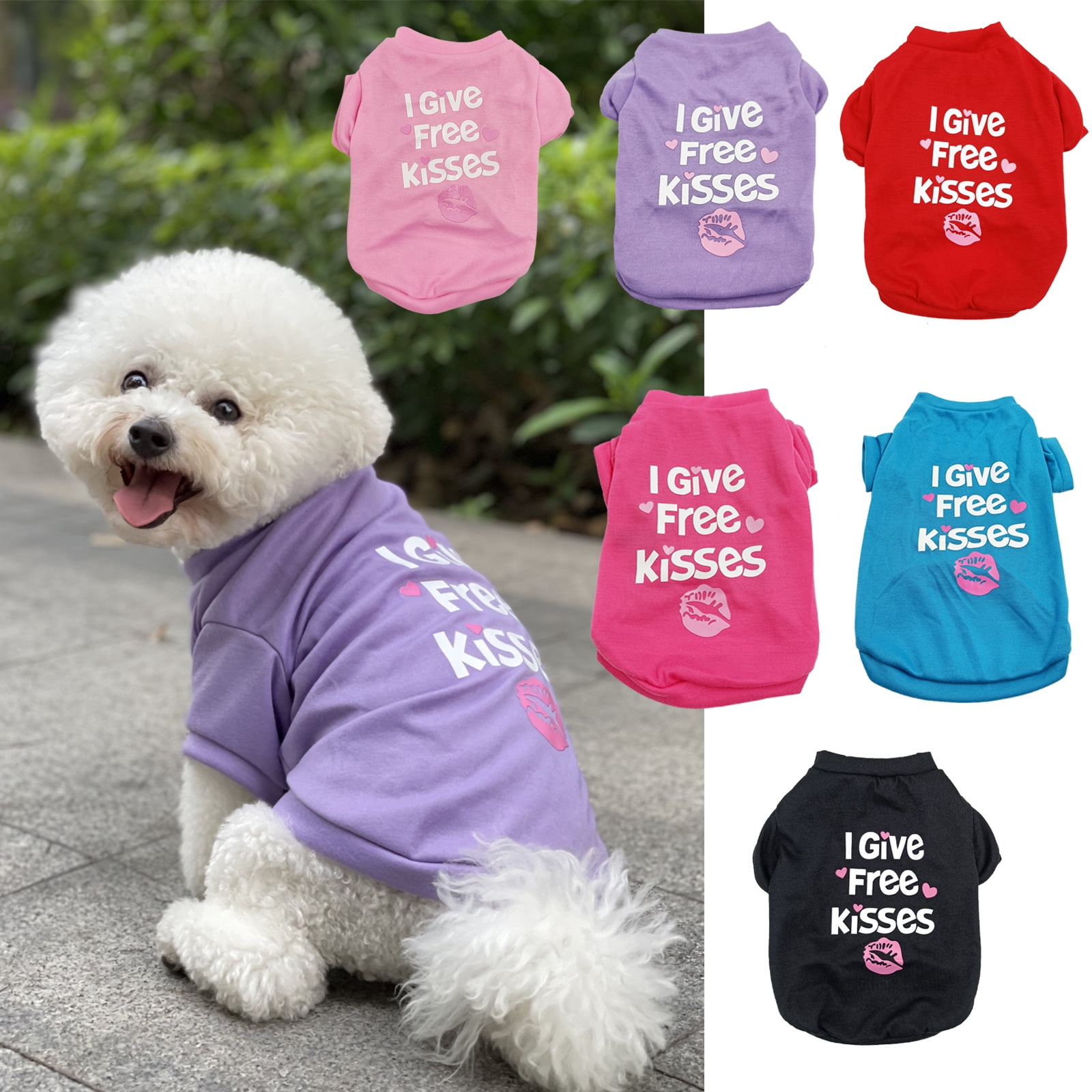 Peuae Dog T Shirt Cotton Cute Print Dog Vest Apparel Spring Summer Pet ...