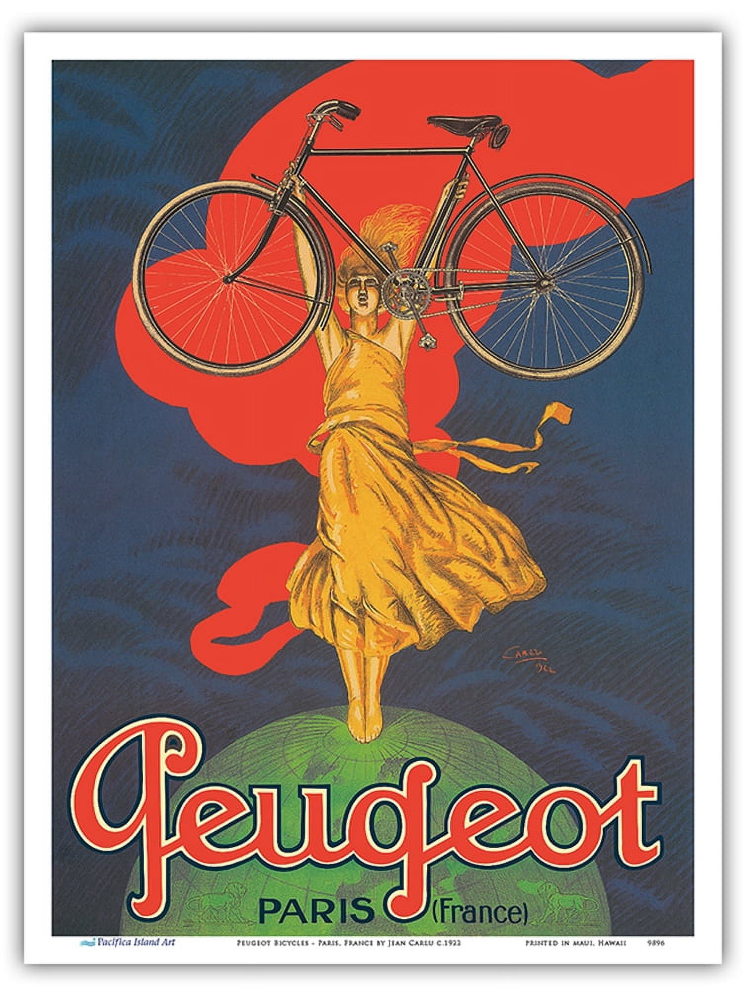 Peugeot Bicycles - Paris France - Vintage Advertising Poster by Jean ...