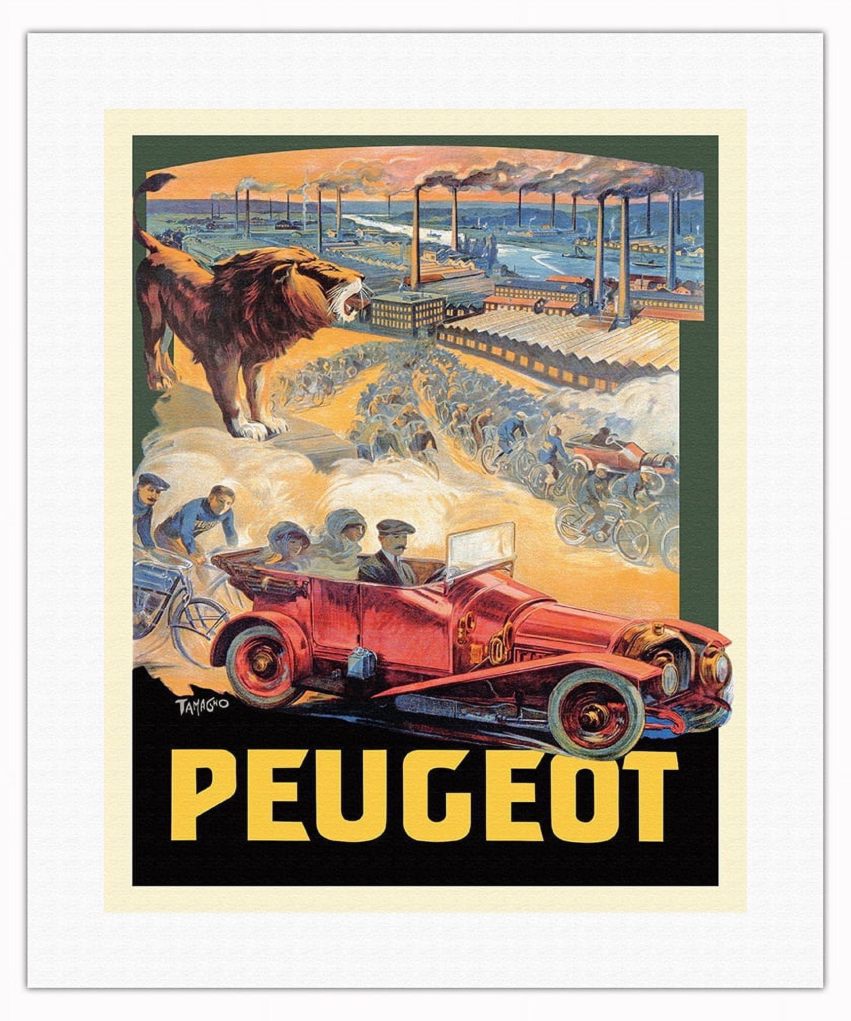 Peugeot Cycles Automobiles - Vintage Automobile Poster by Francisco ...