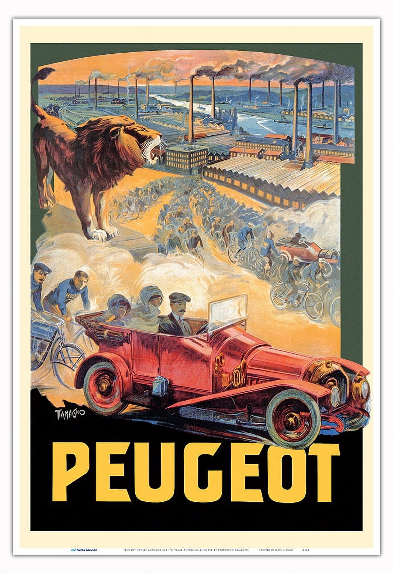 Peugeot Cycles Automobiles - Vintage Automobile Poster by Francisco ...