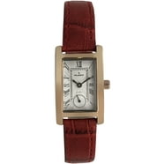 Caravelle Designed By Bulova Women's Classic Rectangular Black Leather ...