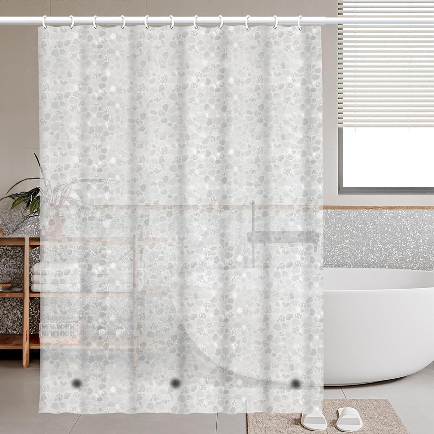 Peva Shower Curtain 180x180cm Heavy Duty Plastic 3d Crushed Stone