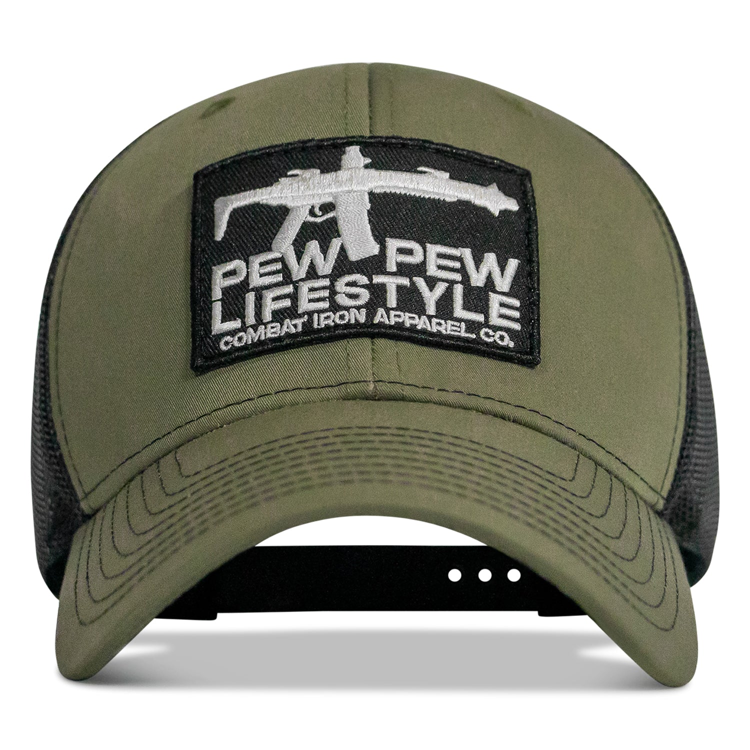 Pew Pew Lifestyle Patch Mid-Profile Snapback Hat Military Green / Black ...