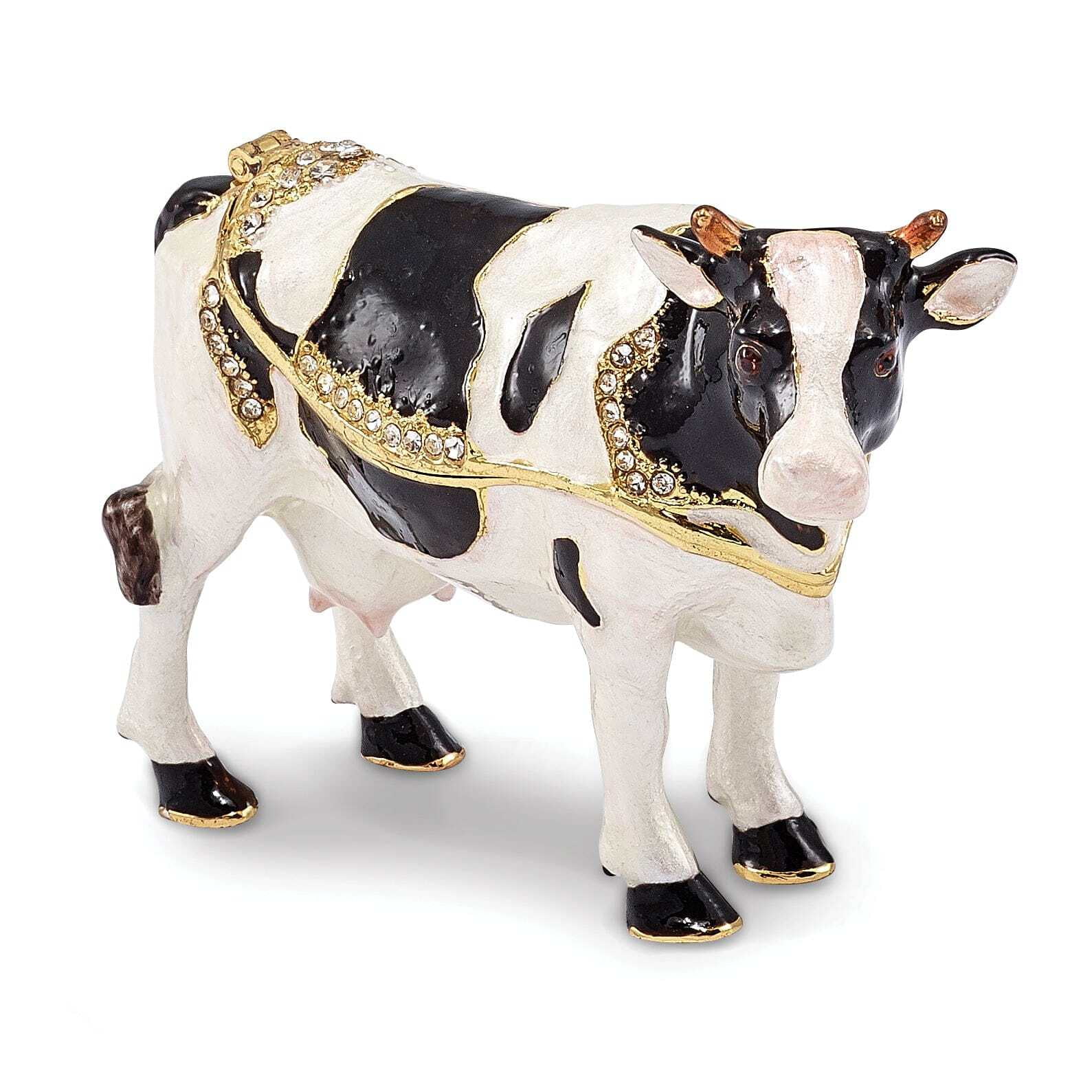 Pewter Black White Cow Trinket Box - Walmart.com