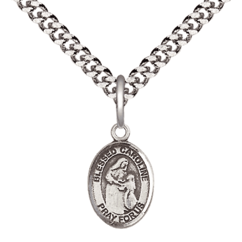 Pewter Blessed Caroline Gerhardinger Medal Pendant on 24 Inch Endless ...